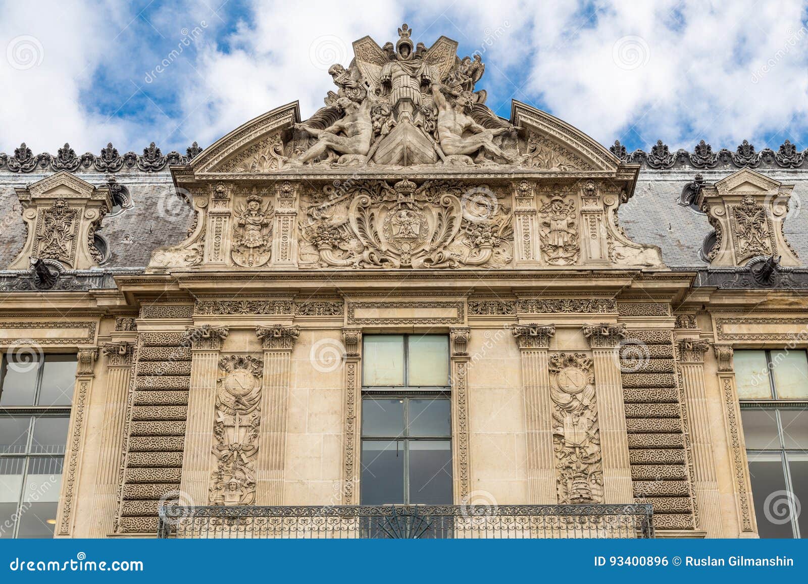 Architectural Exteriors Details of the Louvre Museum Stock Photo ...