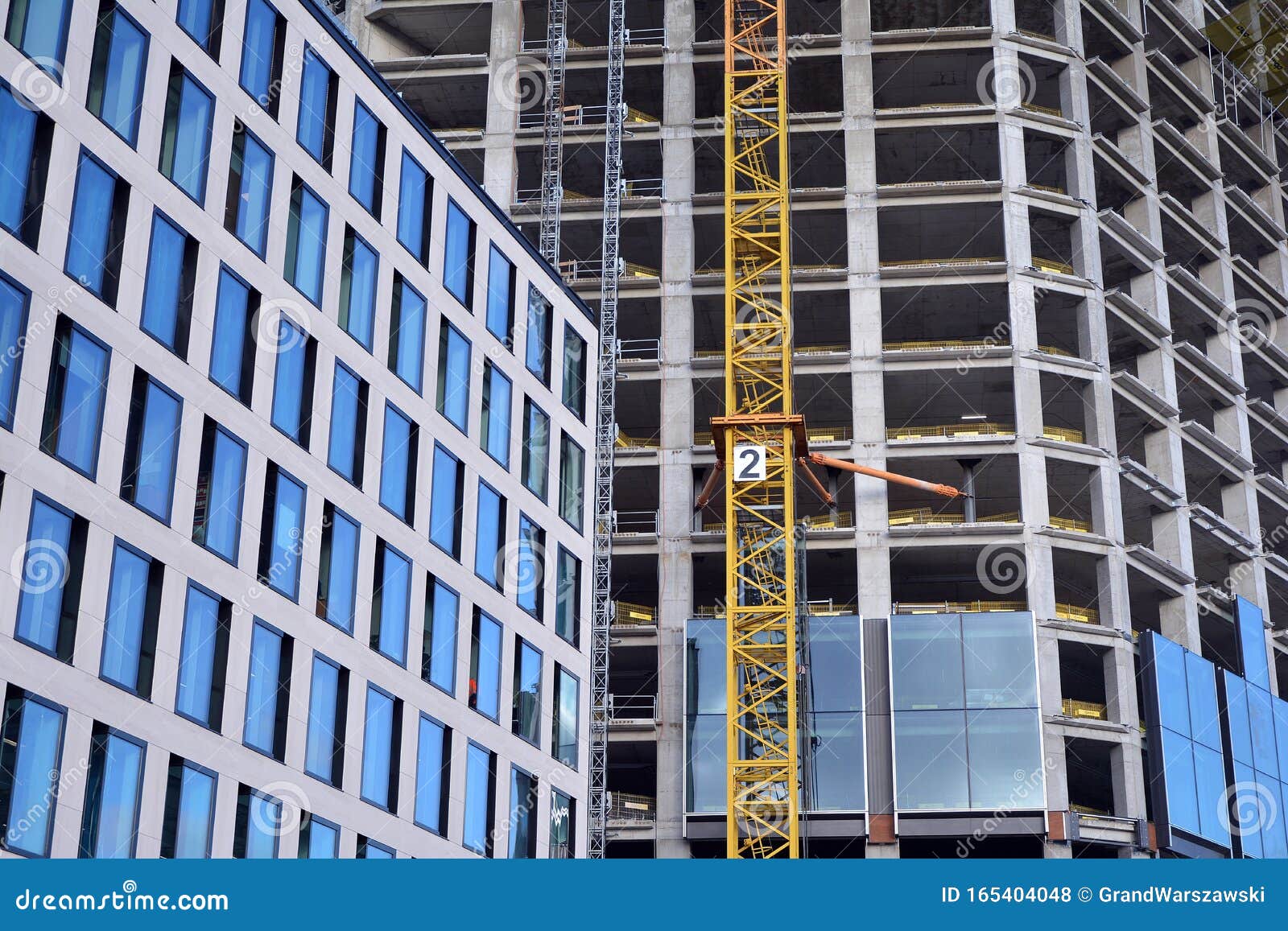 New Modern Office Skyscraper Being Built in a City. Stock Photo - Image ...