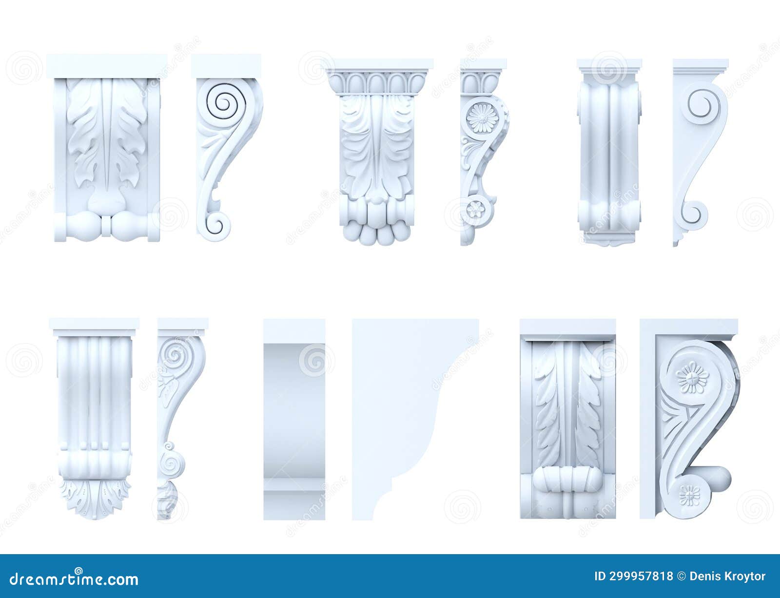 Architectural Facade Classic Baroque Bracket Set Stock Illustration ...