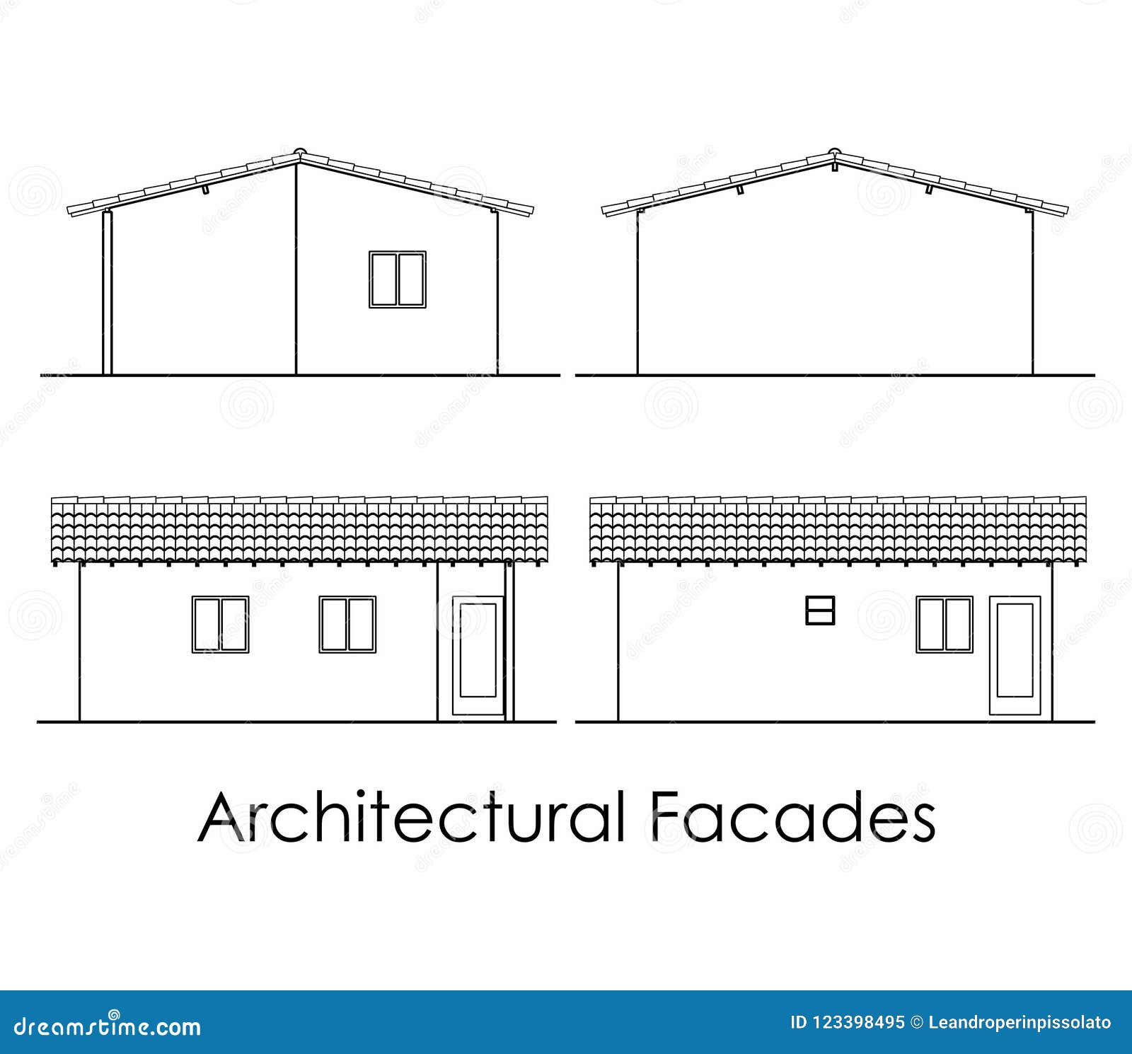 Architectural Facades Outline only. Stock Vector - Illustration of ...