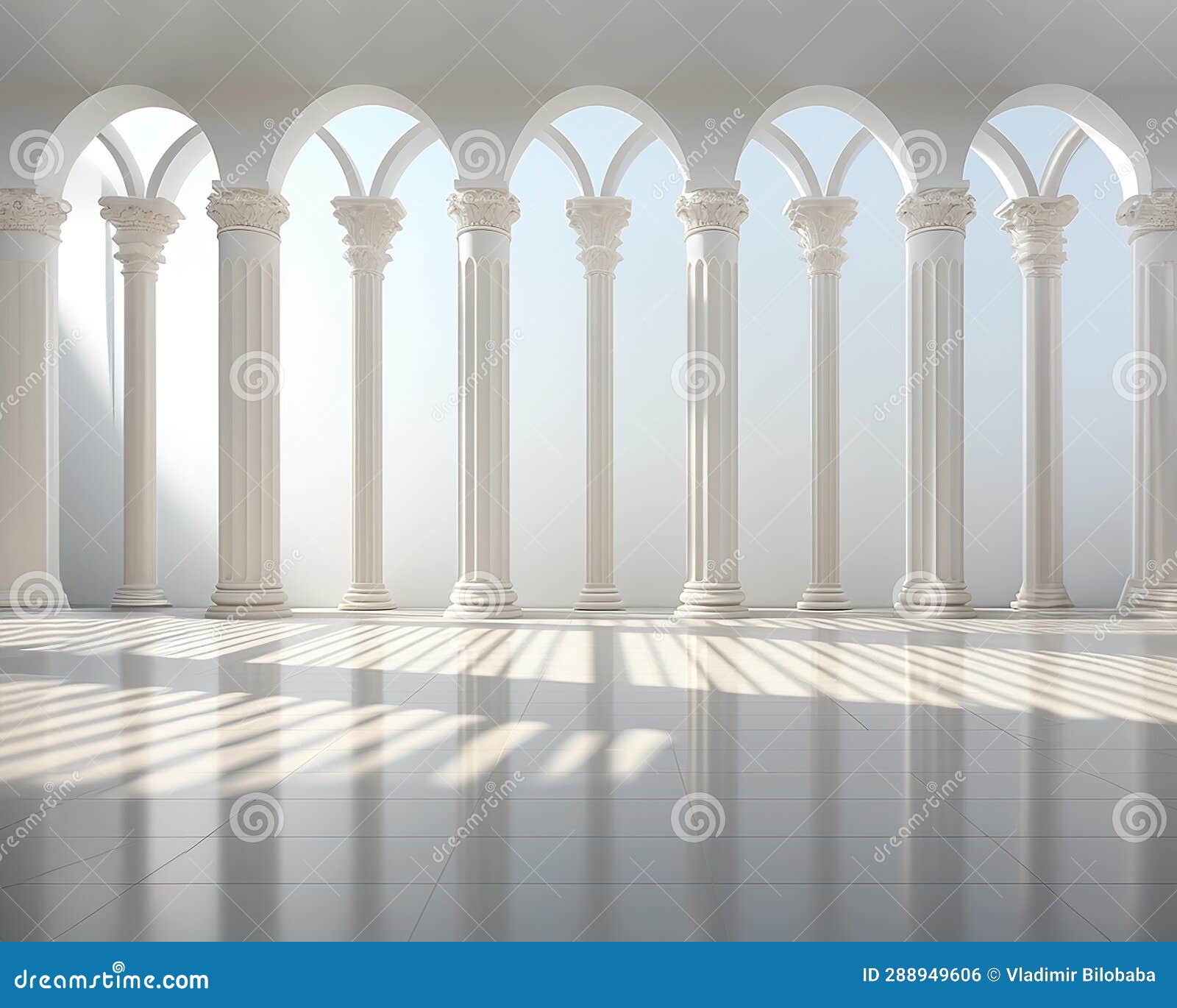 Architectural Fantasy Backdrop with Columns Stock Illustration ...