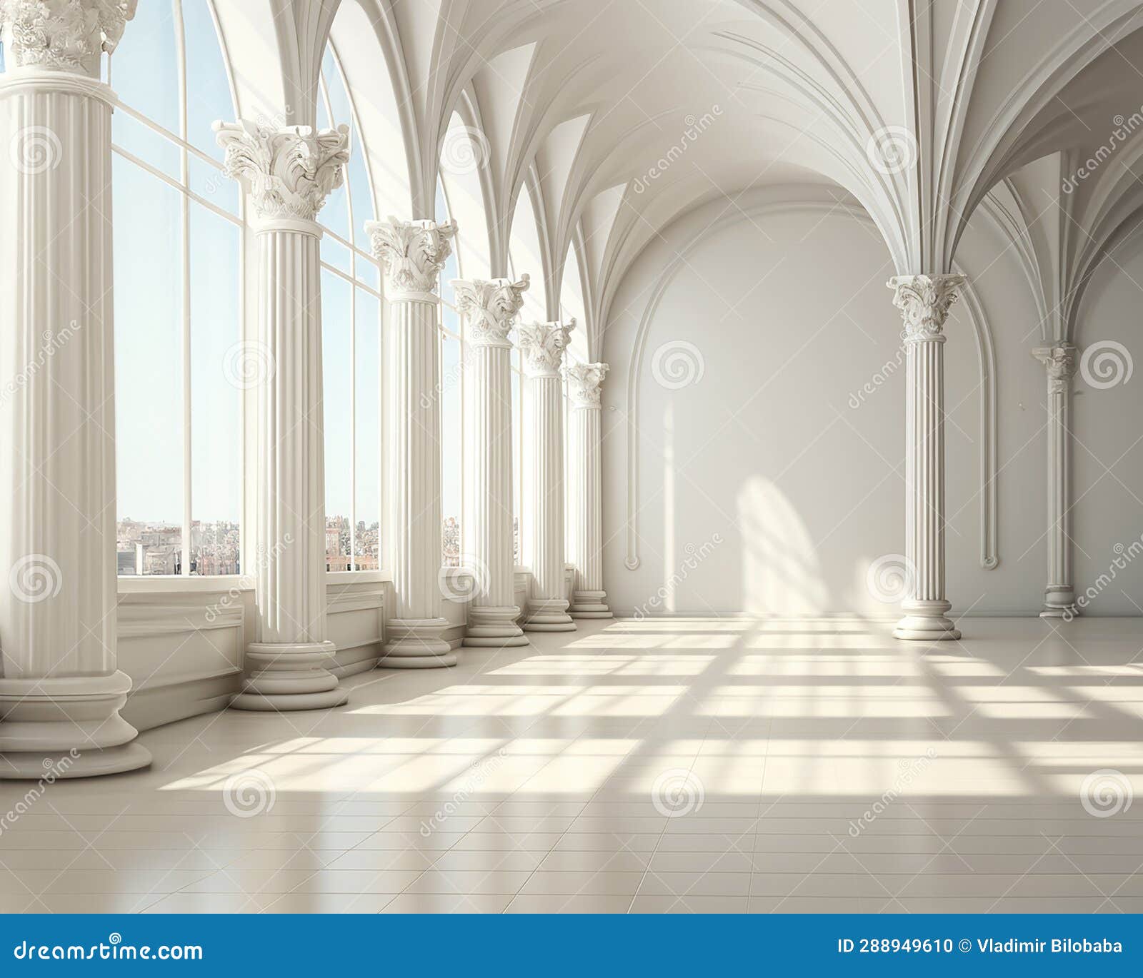 Architectural Fantasy Backdrop with Columns Stock Illustration ...