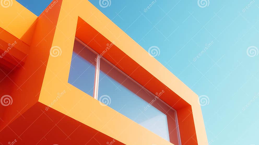 Architectural Feature of a Modern Tangerine-Hued Structure Stock Photo ...