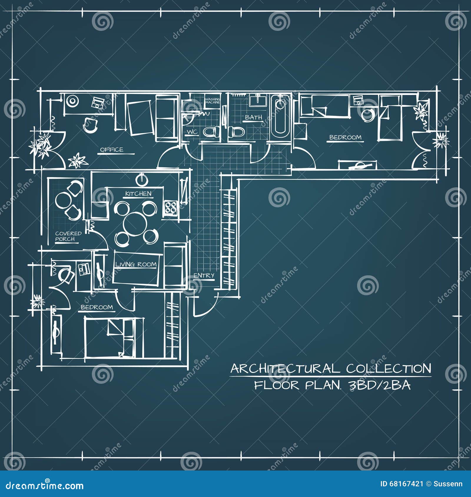 Architectural Floor Plan. Cartoon Vector | CartoonDealer.com #68167421