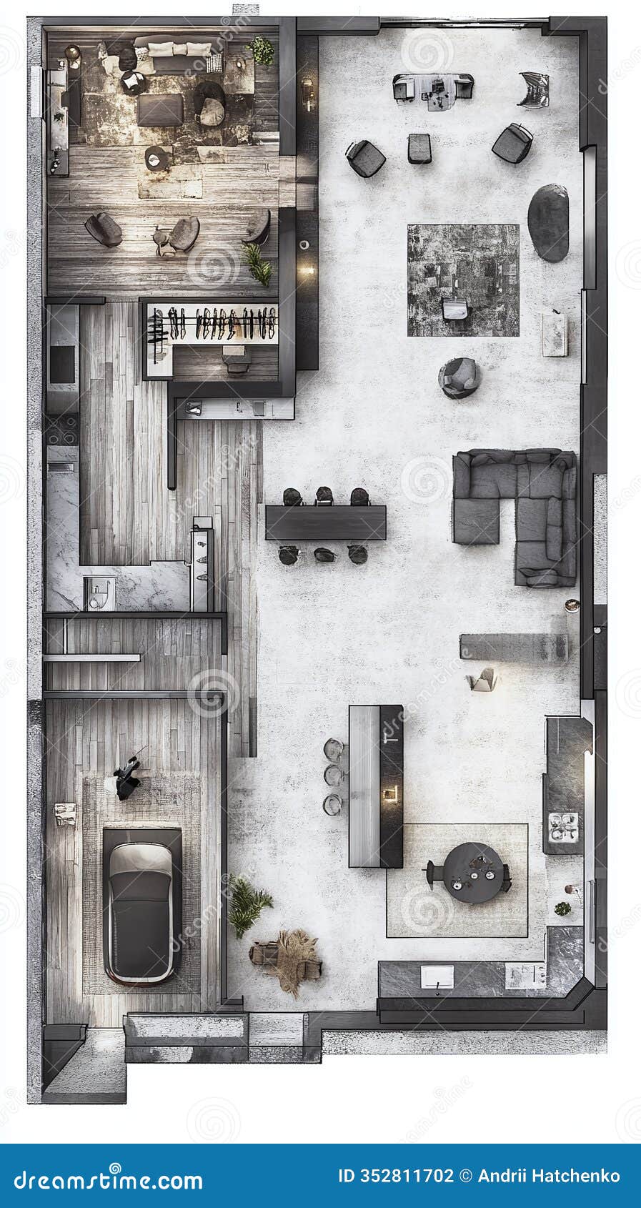 Architectural Floor Plan of a Modern Loft with Industrial Design ...