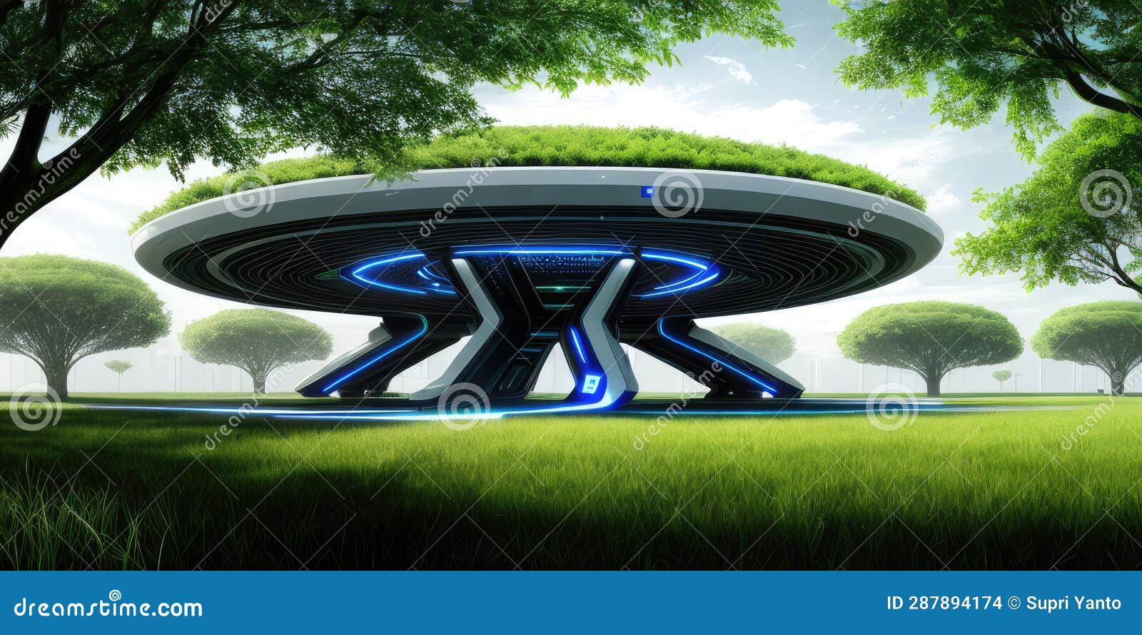 Architectural Futuristic in the Scenic Nature Landscape Stock ...