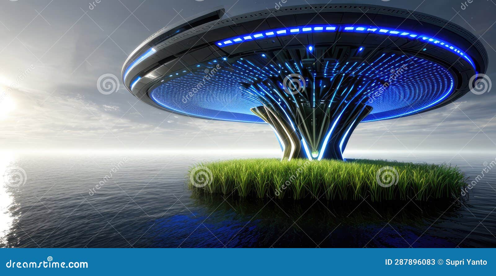 Architectural Futuristic in the Scenic Nature Landscape Stock ...