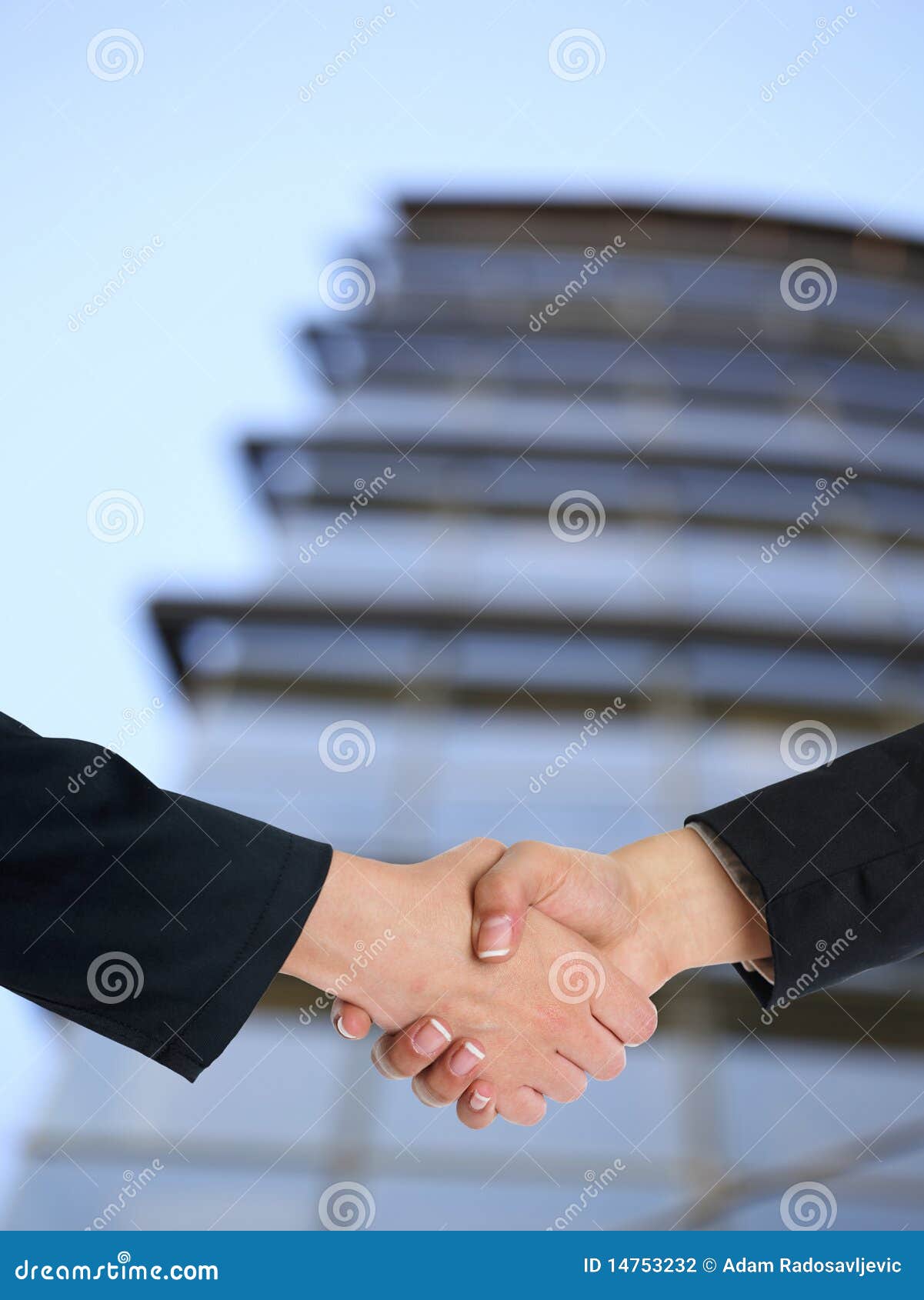 Architectural Handshaking in Front of Building Stock Photo - Image of ...