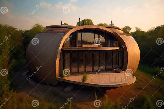 Architectural Harmony: the Mesmerizing Bow House. Generative AI. Stock ...