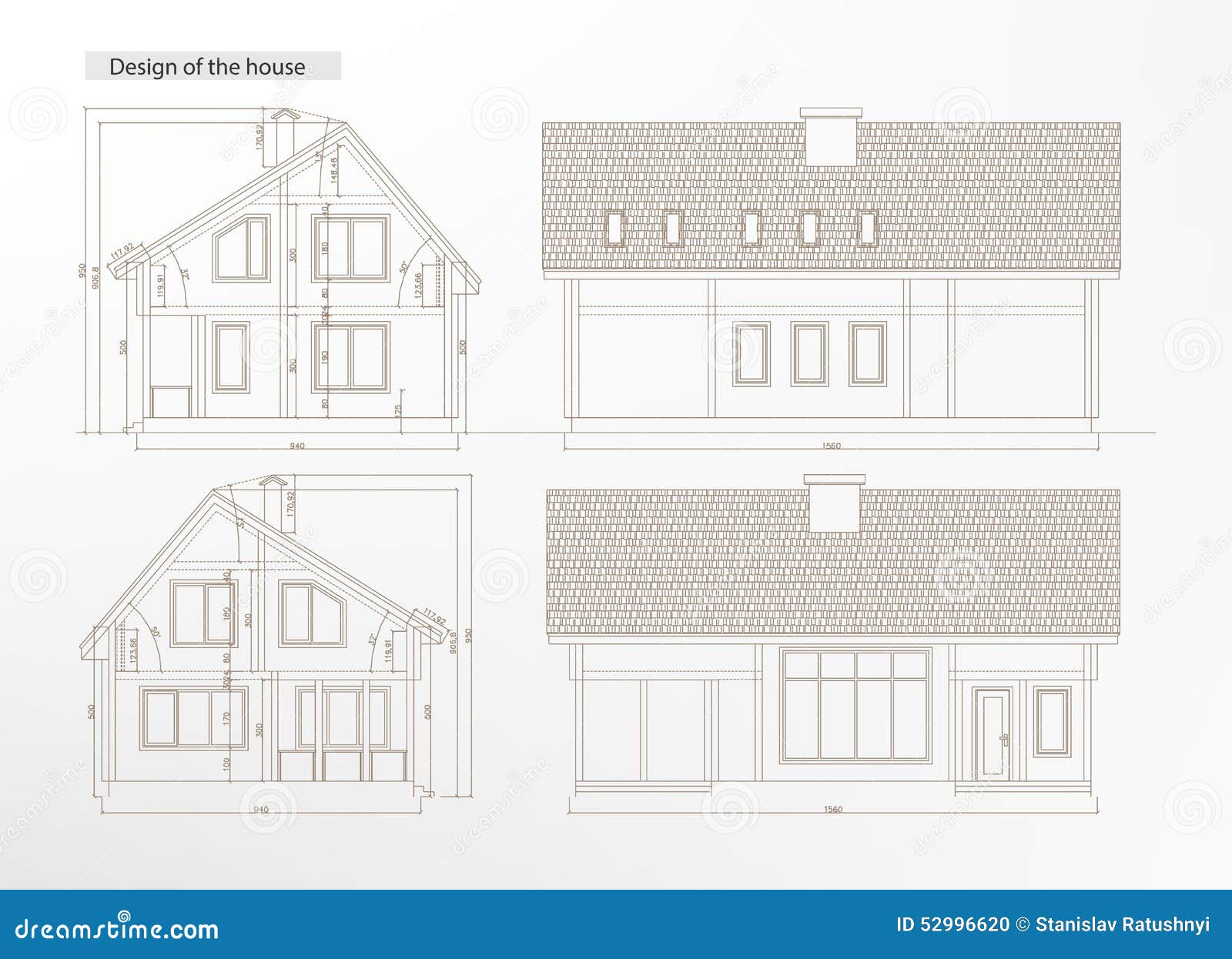 Architectural House Blueprint Stock Vector - Illustration of draft ...