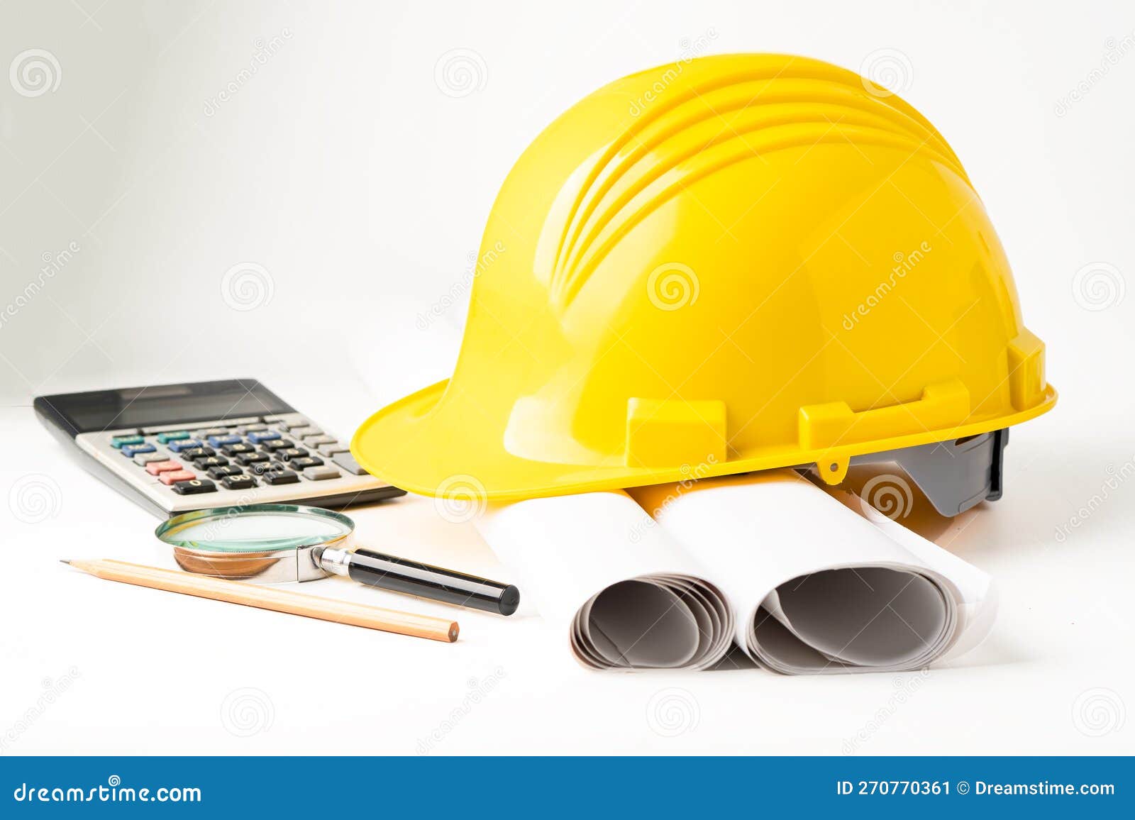 Architectural House Plan Project Blueprint and Yellow Helmet with ...