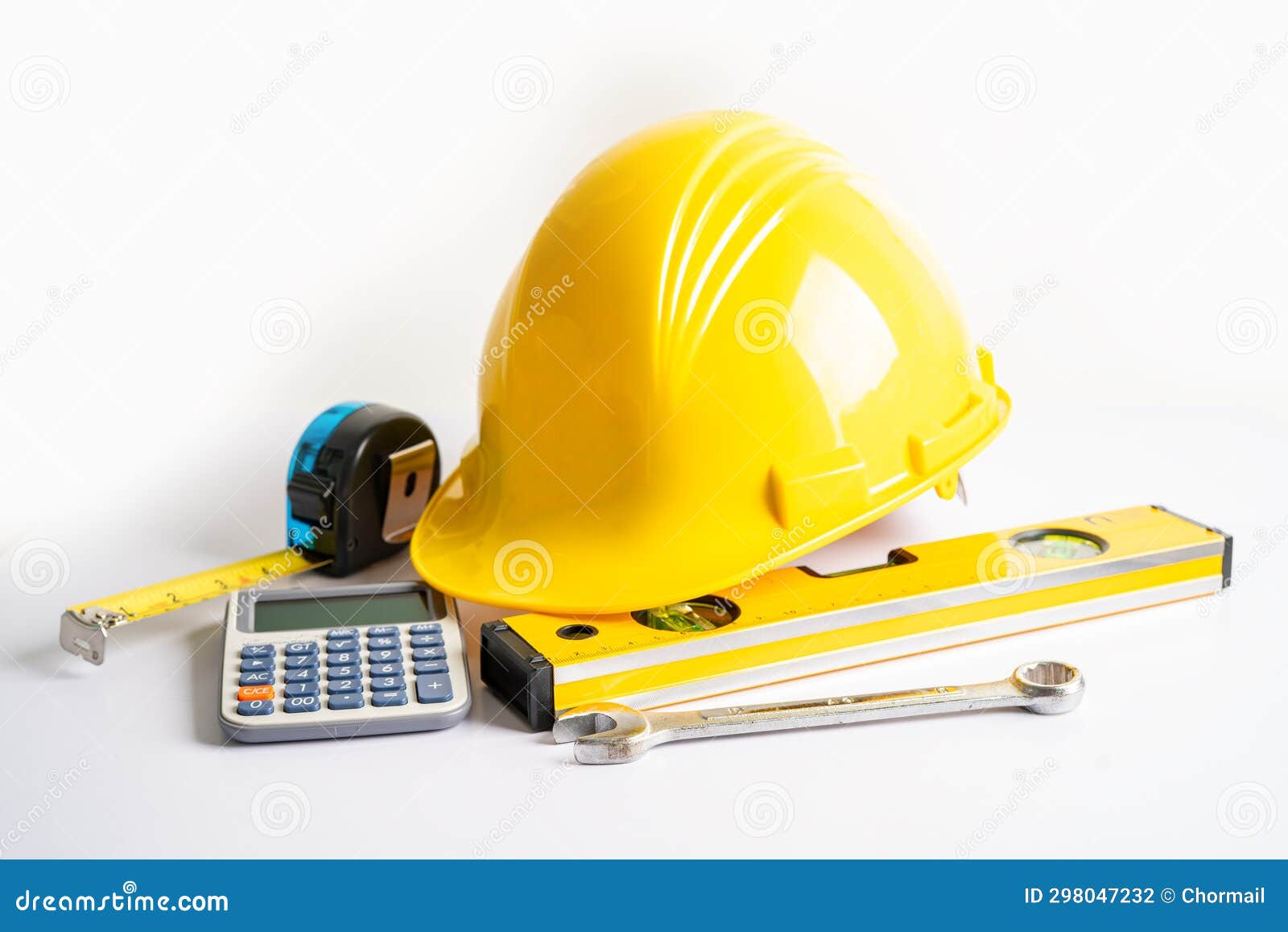 Architectural House Plan Project Blueprint And Yellow Helmet With ...