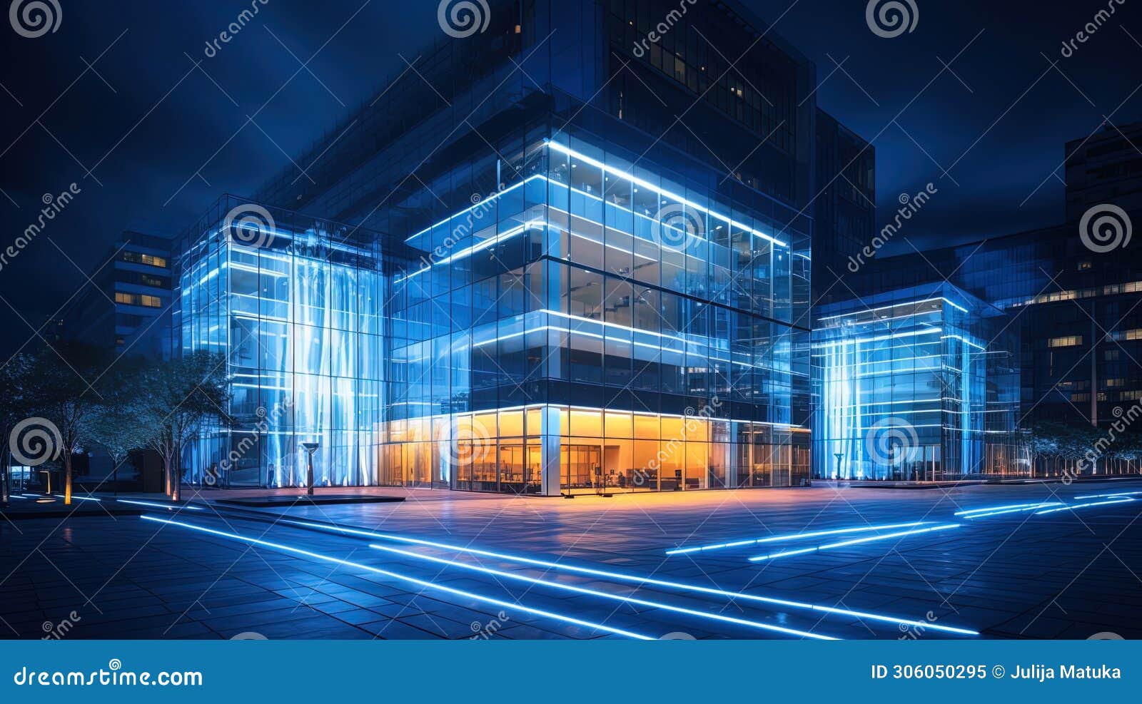 Architectural Illumination of the Building Using LEDs Stock ...