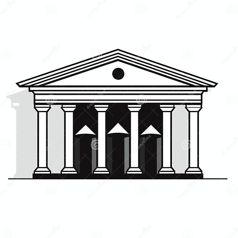 Architectural Illustration of a Classic Building with Columns and a ...