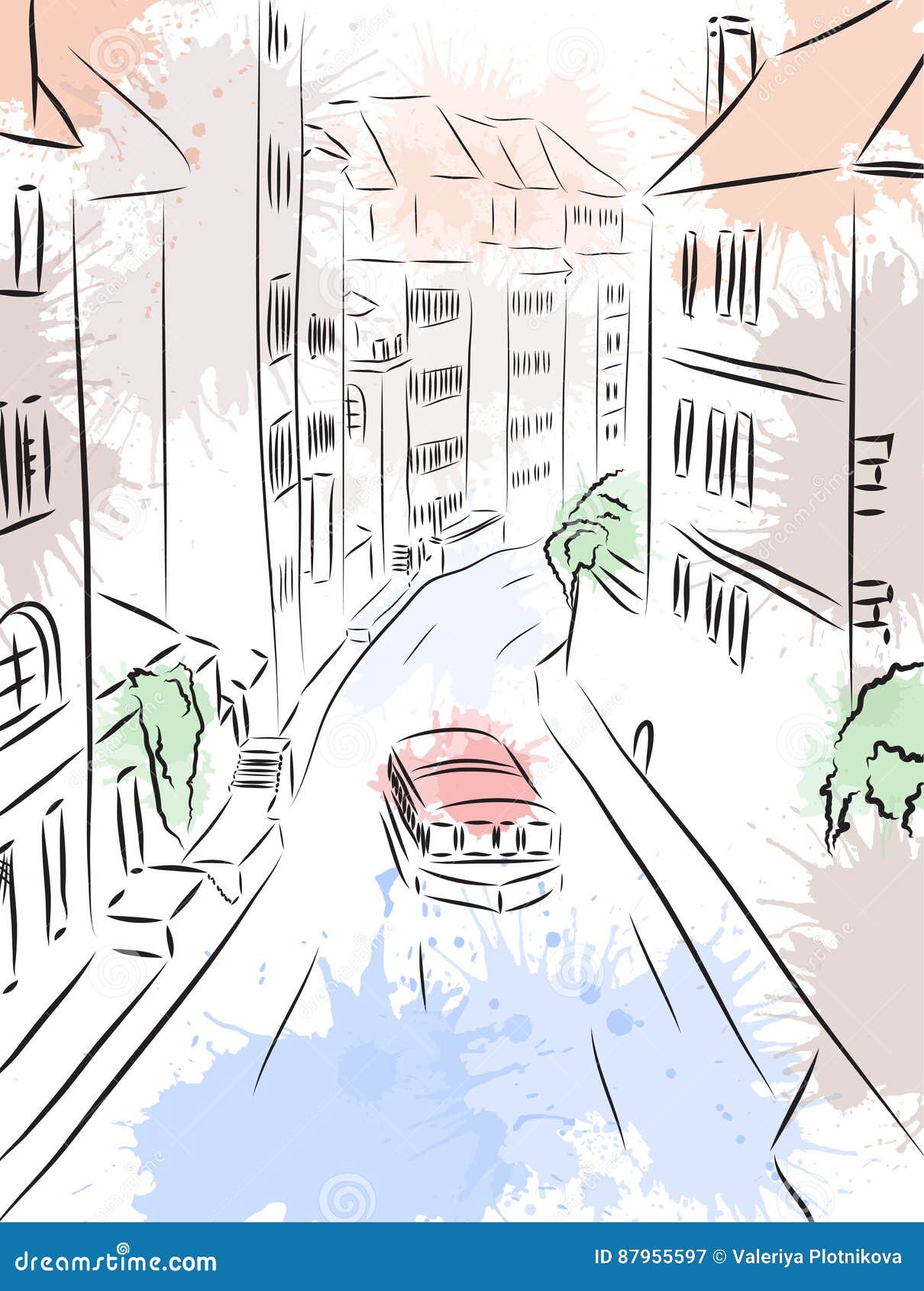 Architectural Illustration with a River Channel Stock Vector ...