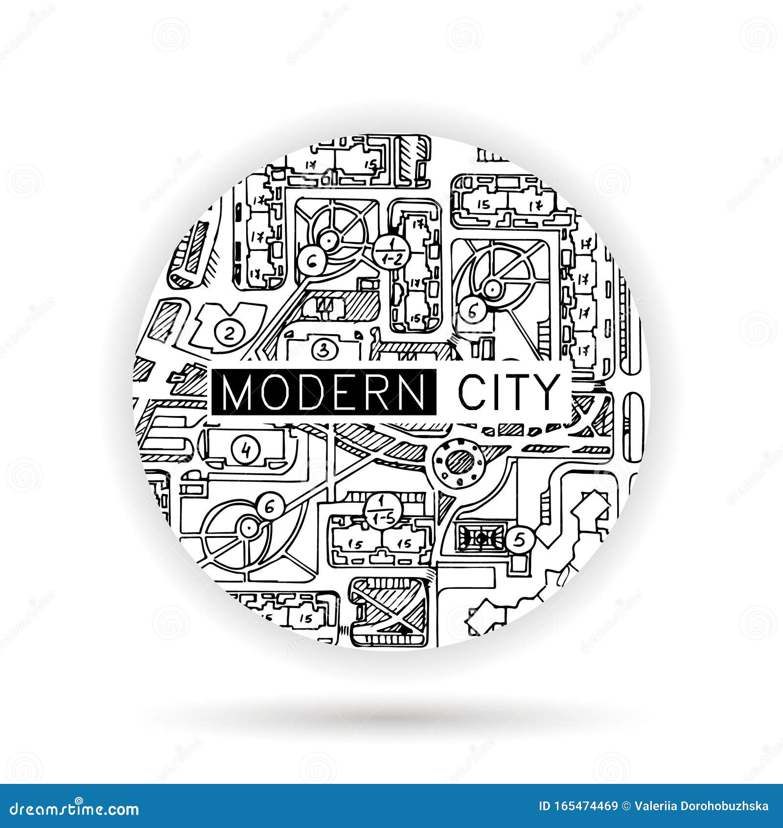 Logo with Ink Doodle Maps, Architecture Drawing Stock Vector ...