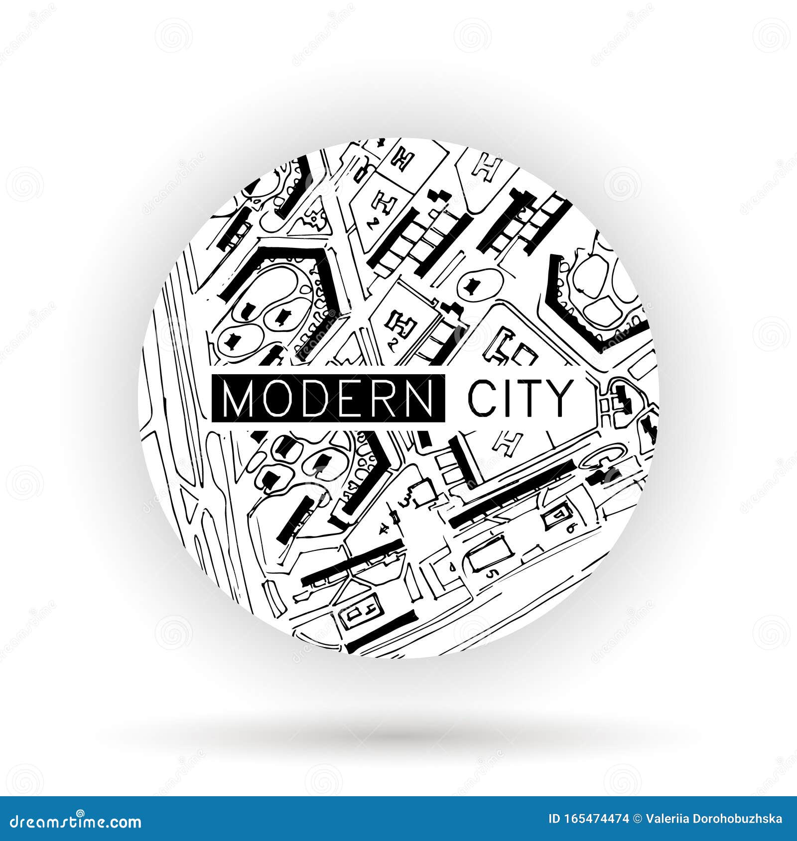 Logo with Ink Doodle Maps, Architecture Drawing Stock Vector ...