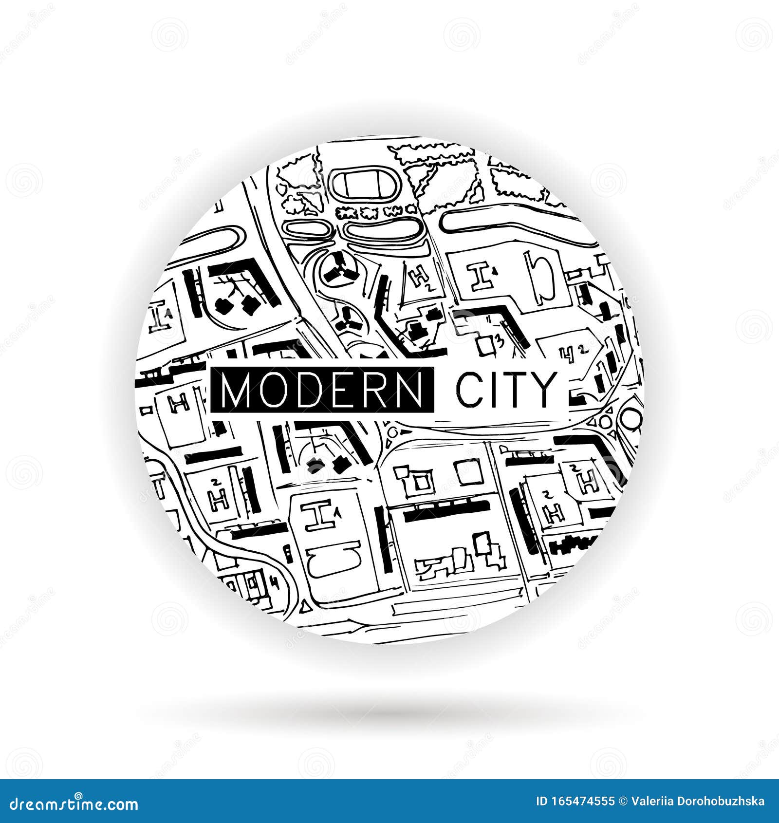 Logo with Ink Doodle Maps, Architecture Drawing Stock Vector ...