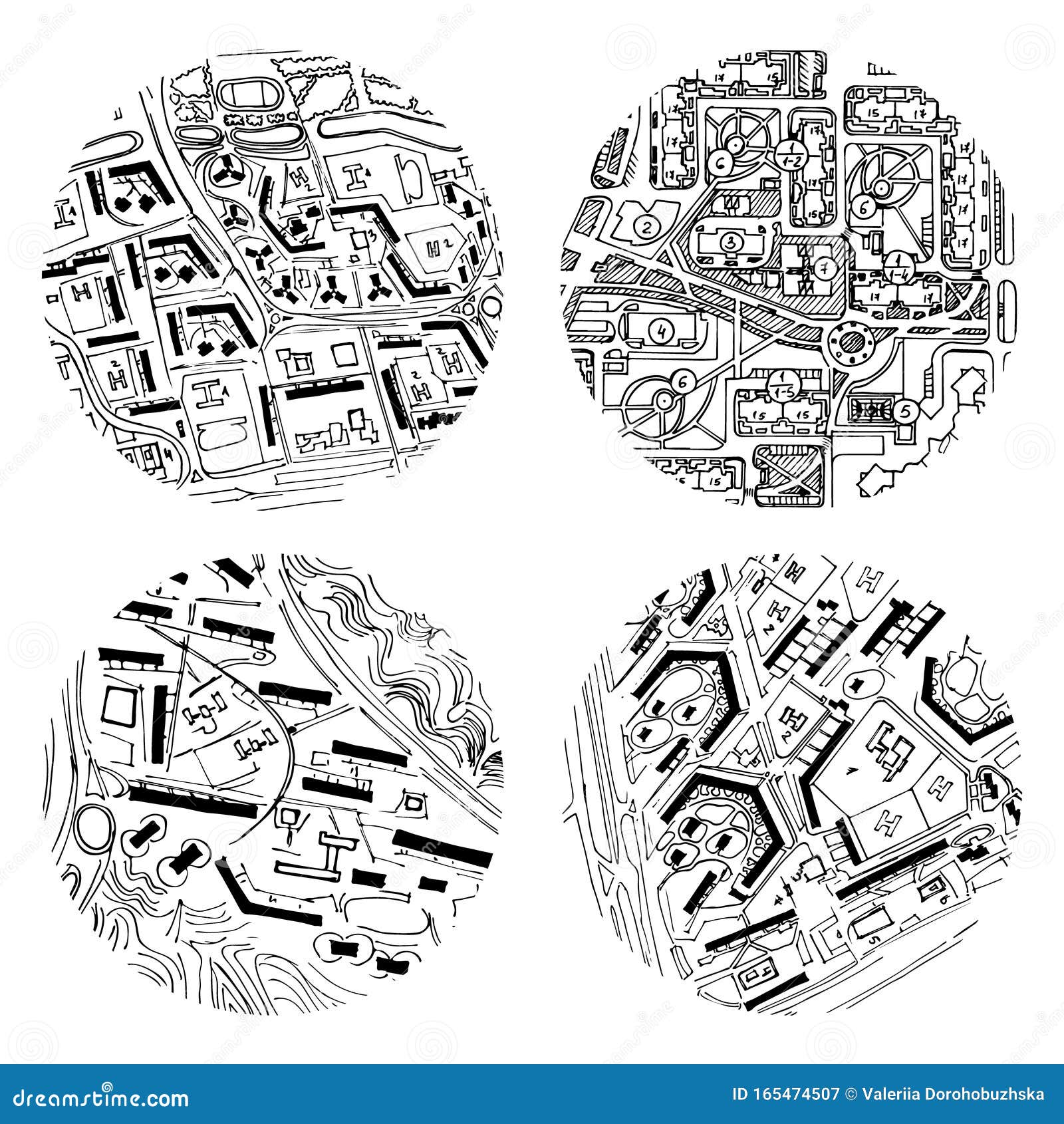 Logo with Ink Doodle Maps, Architecture Drawing Stock Vector ...