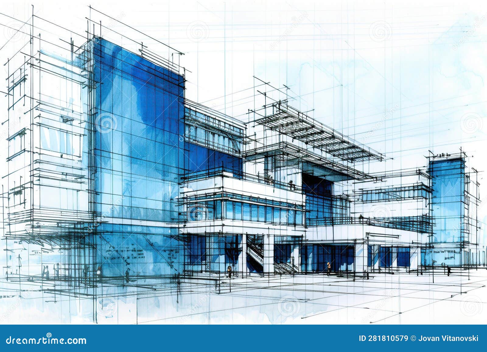 Architectural Ink Drawing Design Generative AI Stock Image - Image of ...