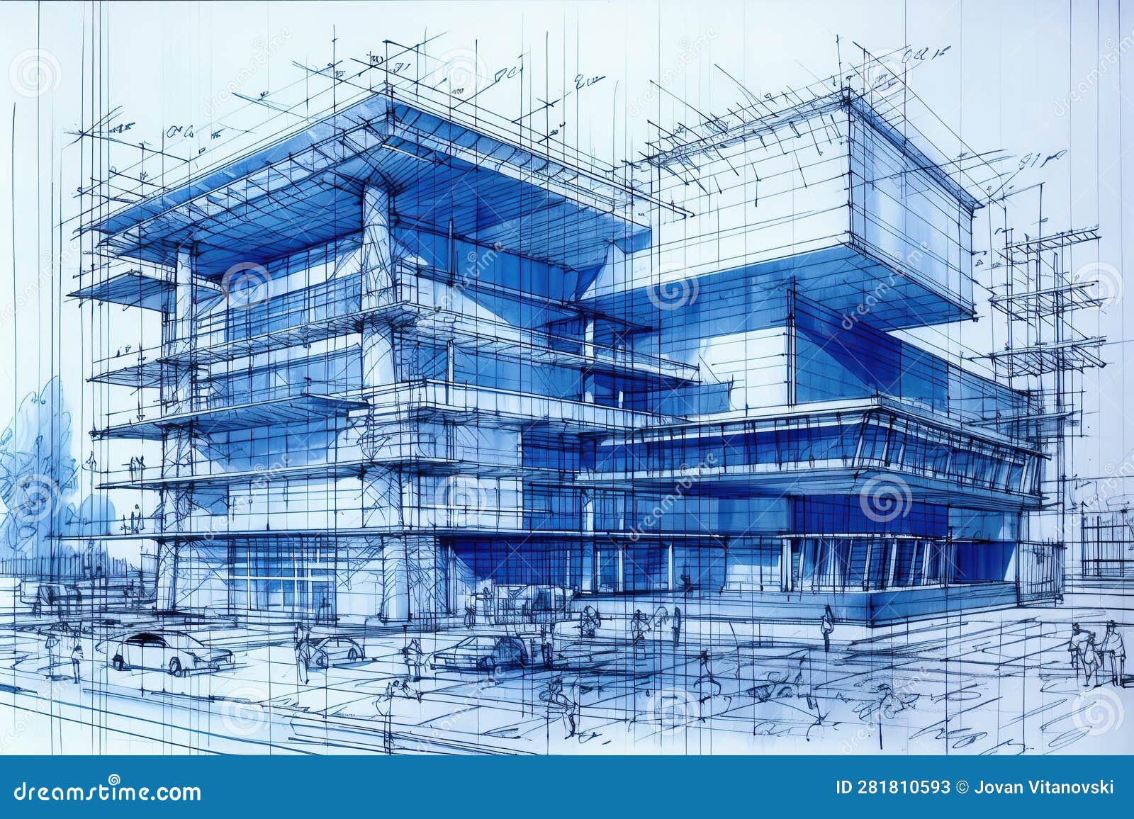 Architectural Ink Drawing Design Generative AI Stock Image - Image of ...