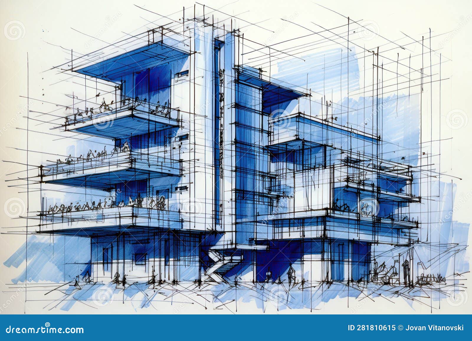 Architectural Ink Drawing Design Generative AI Stock Image - Image of ...