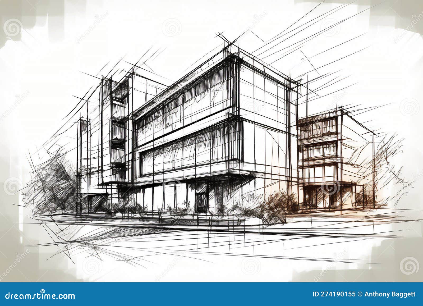 Architectural Ink Drawing Design Which is a Blue Print Design by an ...