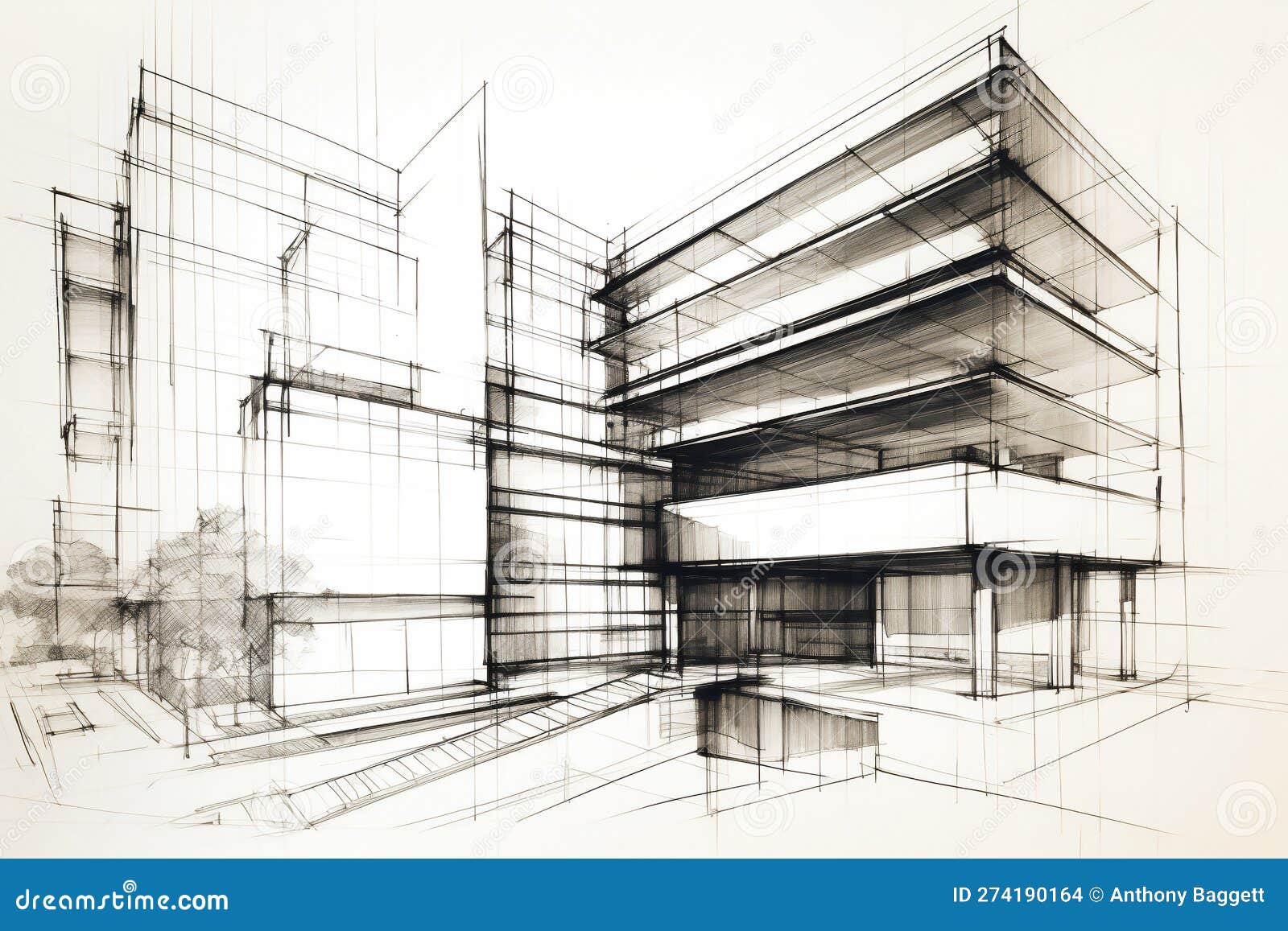 Architectural Ink Drawing Design Which is a Blue Print Design by an ...