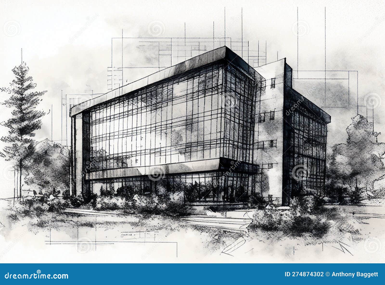Architectural Ink Drawing Design Which is a Blue Print Design by an ...