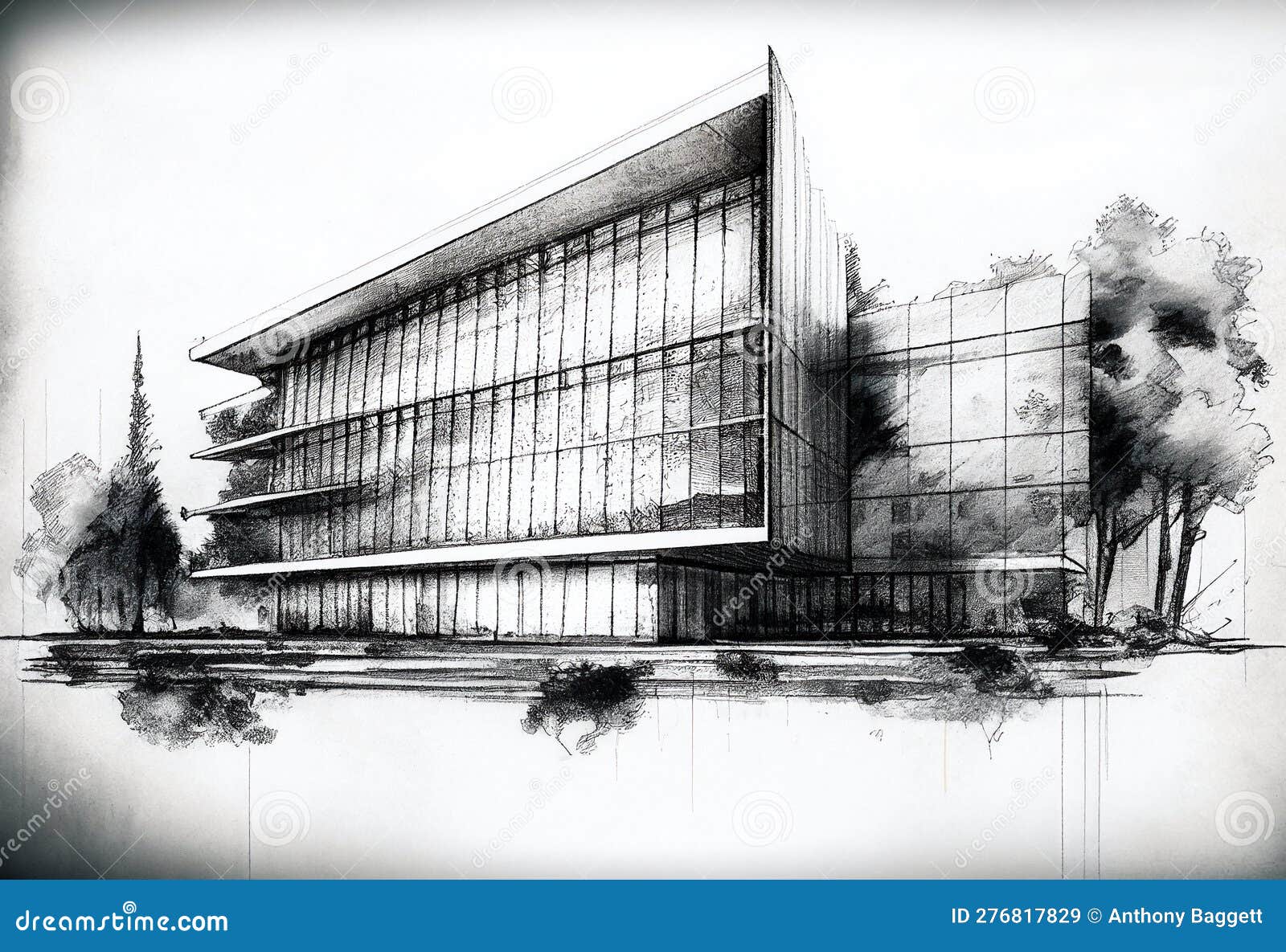 Architectural Ink Drawing Design Which is a Blue Print Design by an ...