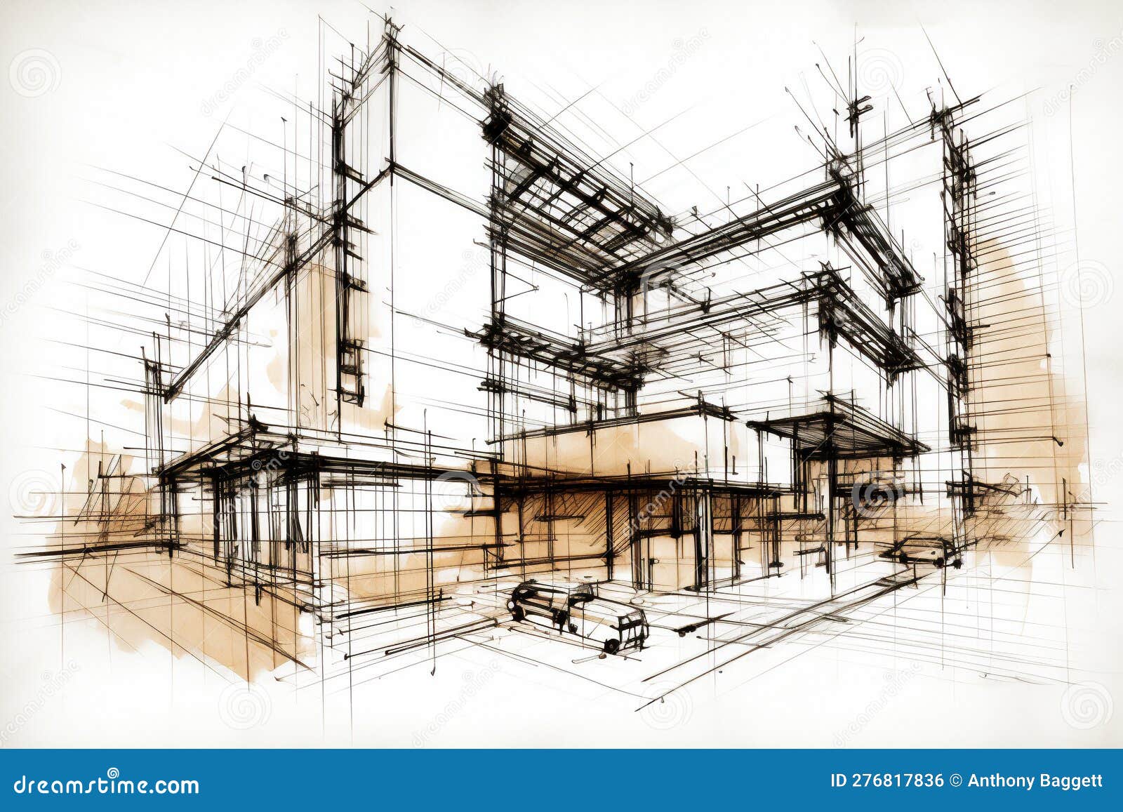 Architectural Ink Drawing Design Which is a Blue Print Design by an ...