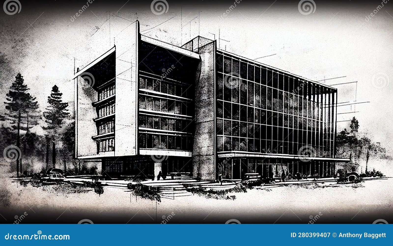 Architectural Ink Drawing Design Which is a Blue Print Design by an ...