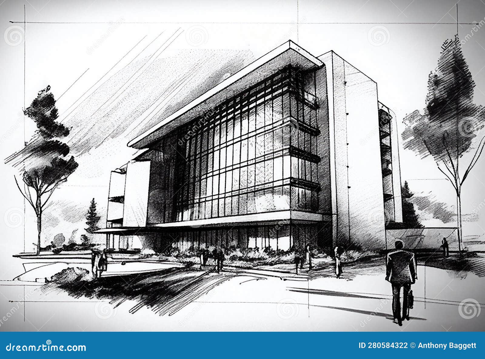 Architectural Ink Drawing Design Which is a Blue Print Design by an ...
