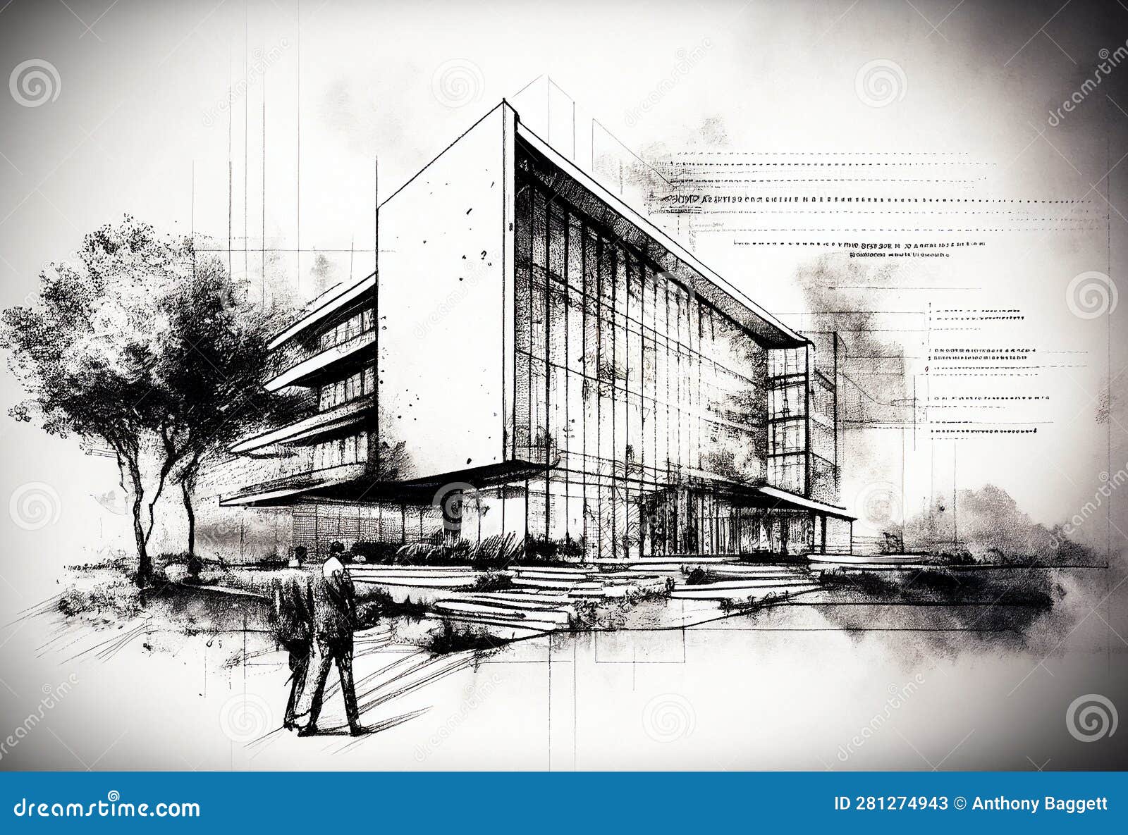Architectural Ink Drawing Design Which is a Blue Print Design by an ...