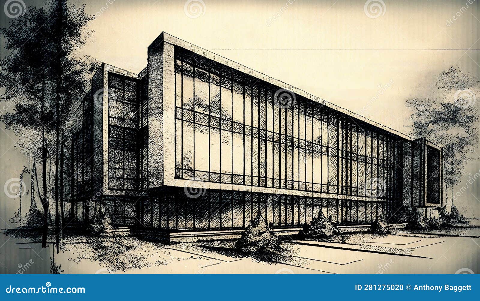 Architectural Ink Drawing Design Which is a Blue Print Design by an ...