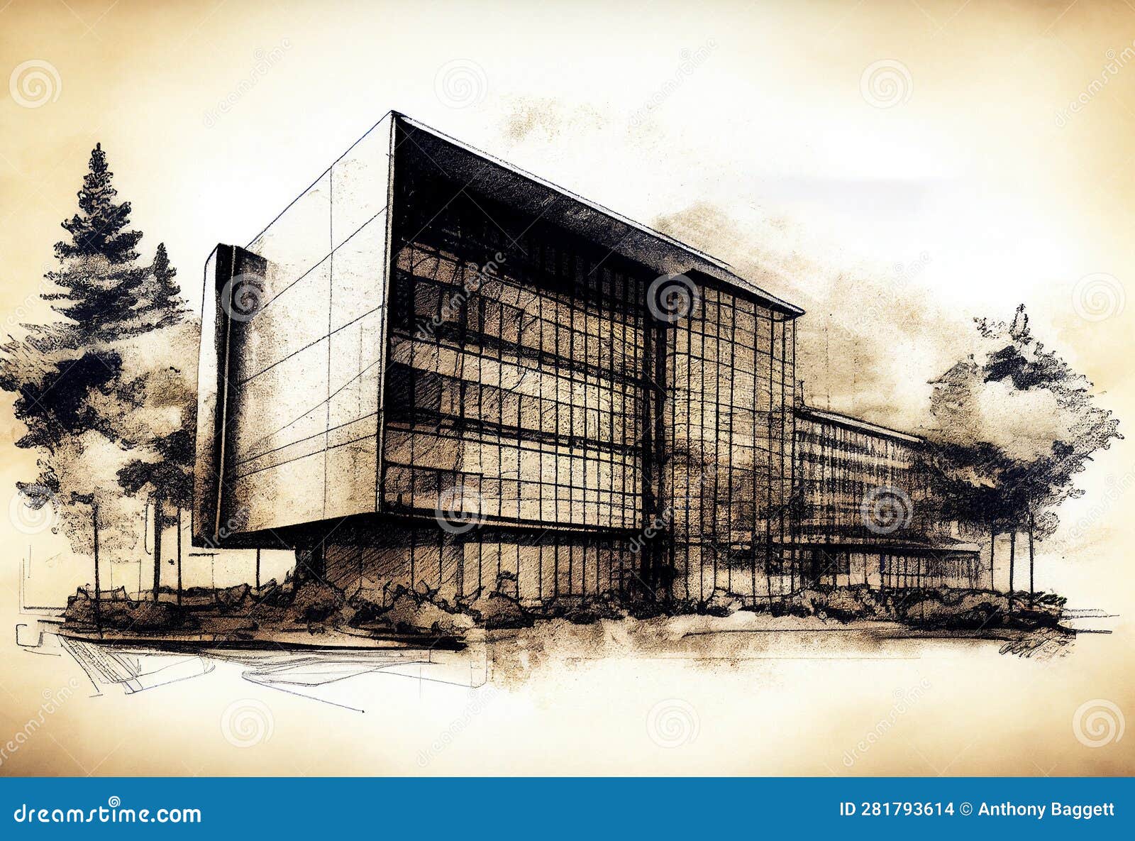 Architectural Ink Drawing Design Which is a Blue Print Design by an ...
