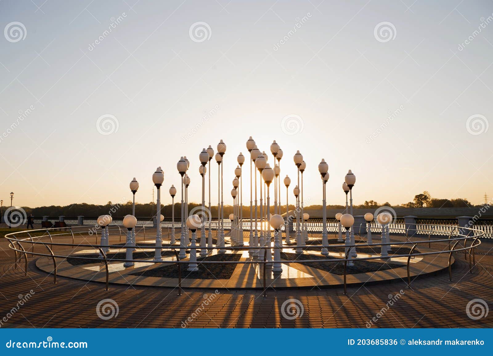Architectural Installation Composition of Lampposts with Lamps ...