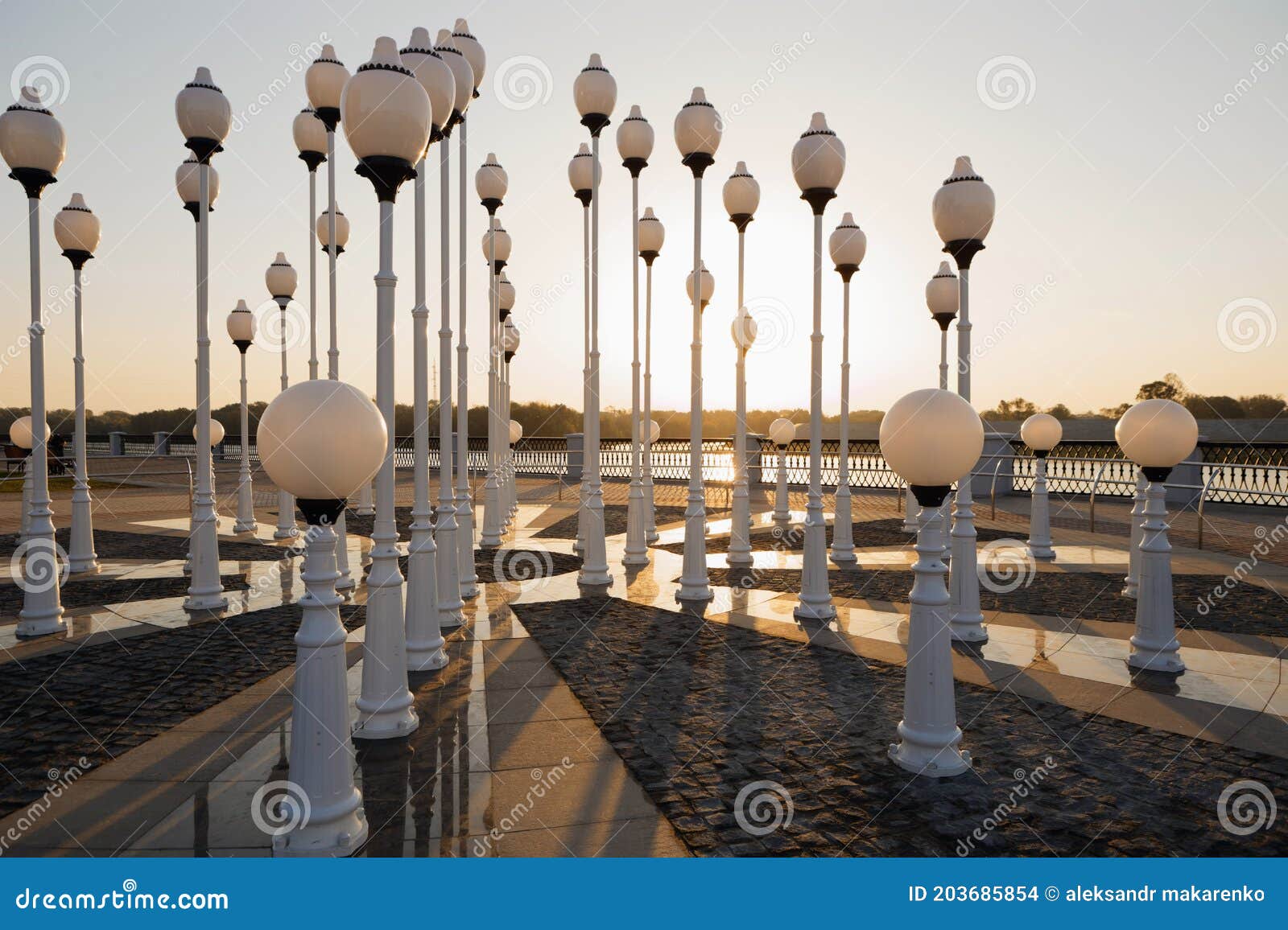 Architectural Installation Composition of Lampposts with Lamps ...
