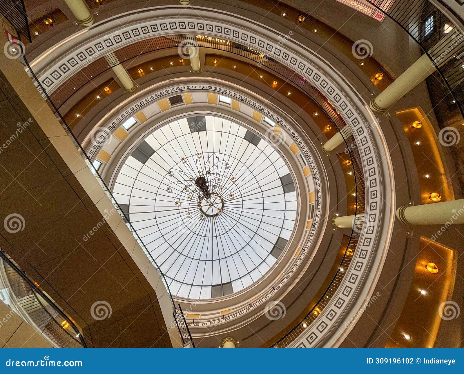Architectural Interior of a Dome with a Glass Skylight and Circular ...