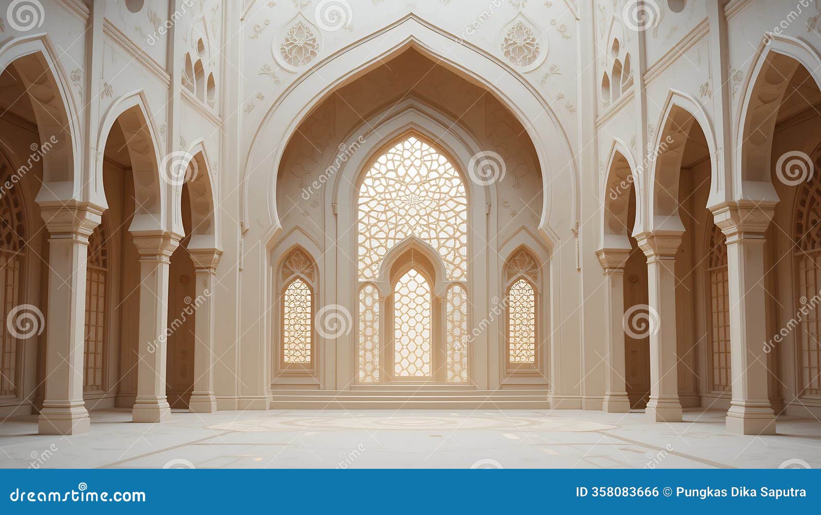 Architectural Interior Featuring Arches, Columns, and Intricate Window ...