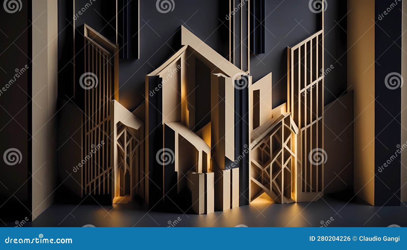 Architectural Isometric from an Abstract Wood Concept Stock ...