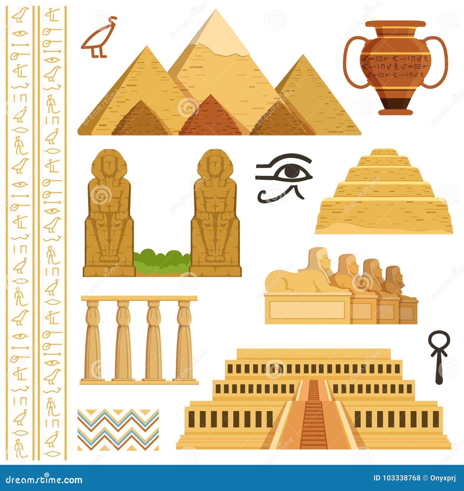Architectural Landmark of Egypt. Different Historical Objects and ...
