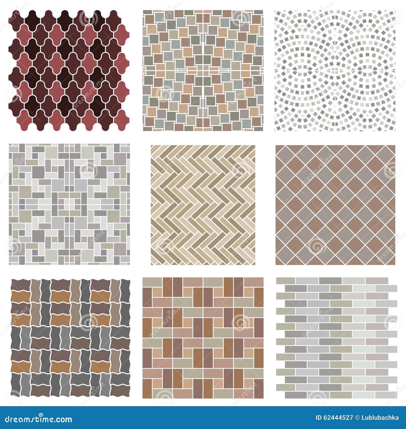 Architectural and Landscape Rocks and Bricks Patterns Set Stock Vector ...