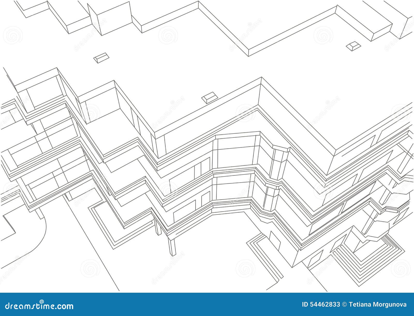 Architectural Linear Sketch of Building Stock Vector - Illustration of ...