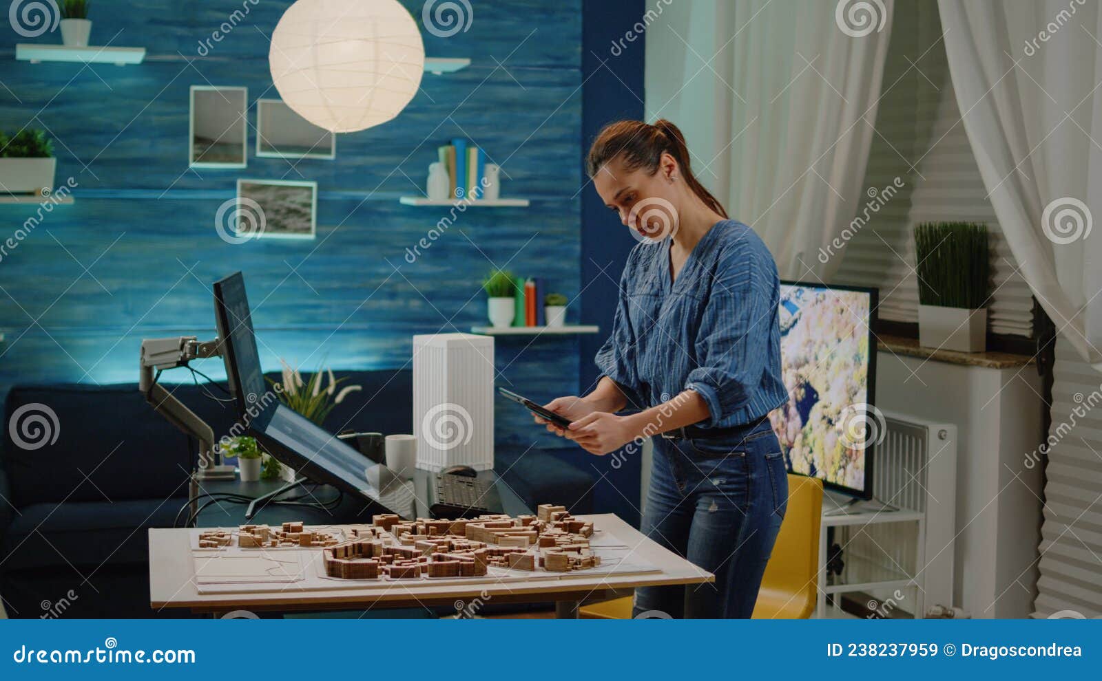 Architectural Manager Checking Building Model on Tablet Stock Image ...