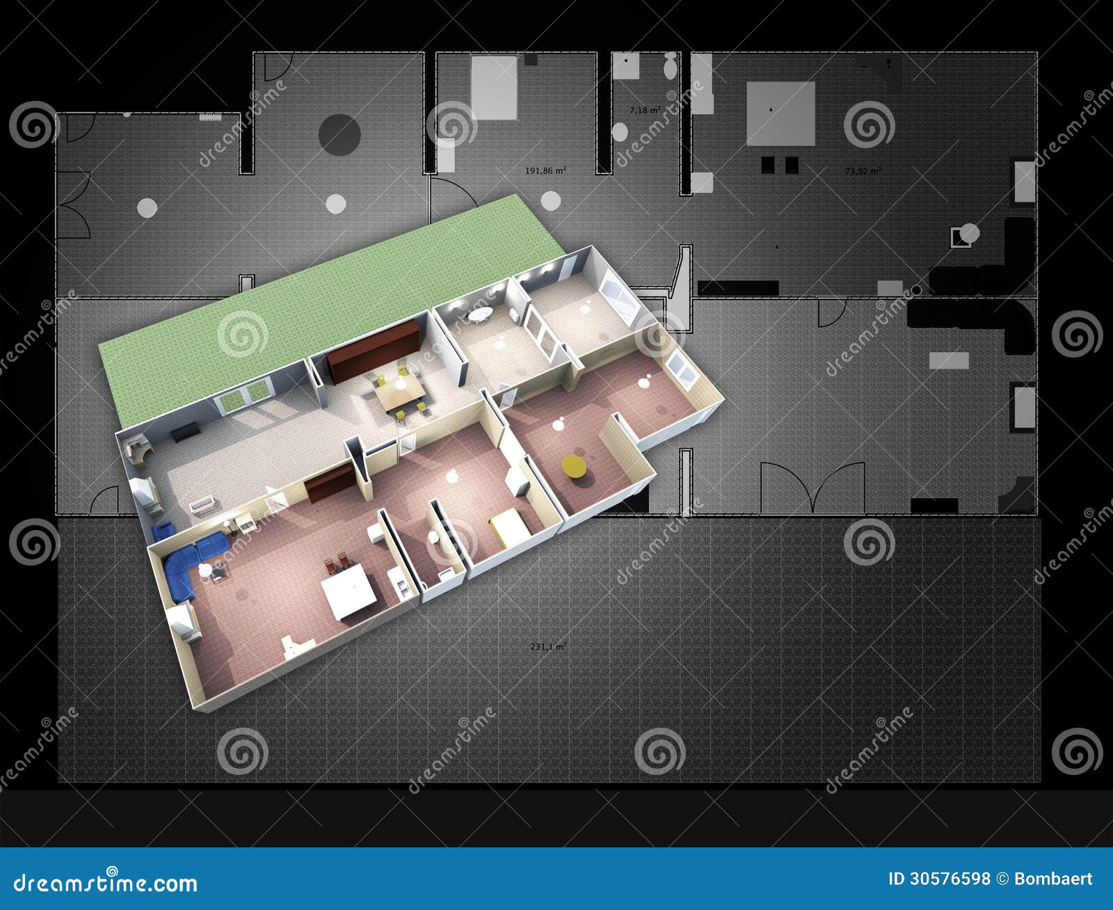 Architectural Map and 3d Plan Stock Photo - Image of building ...