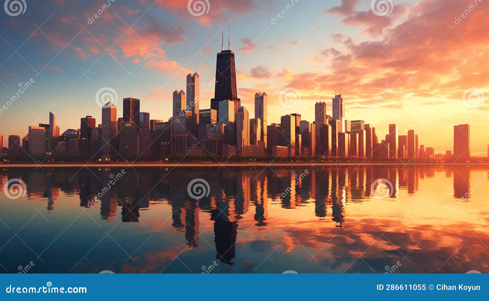 Architectural Marvel: Chicago Skyline Stock Illustration - Illustration ...