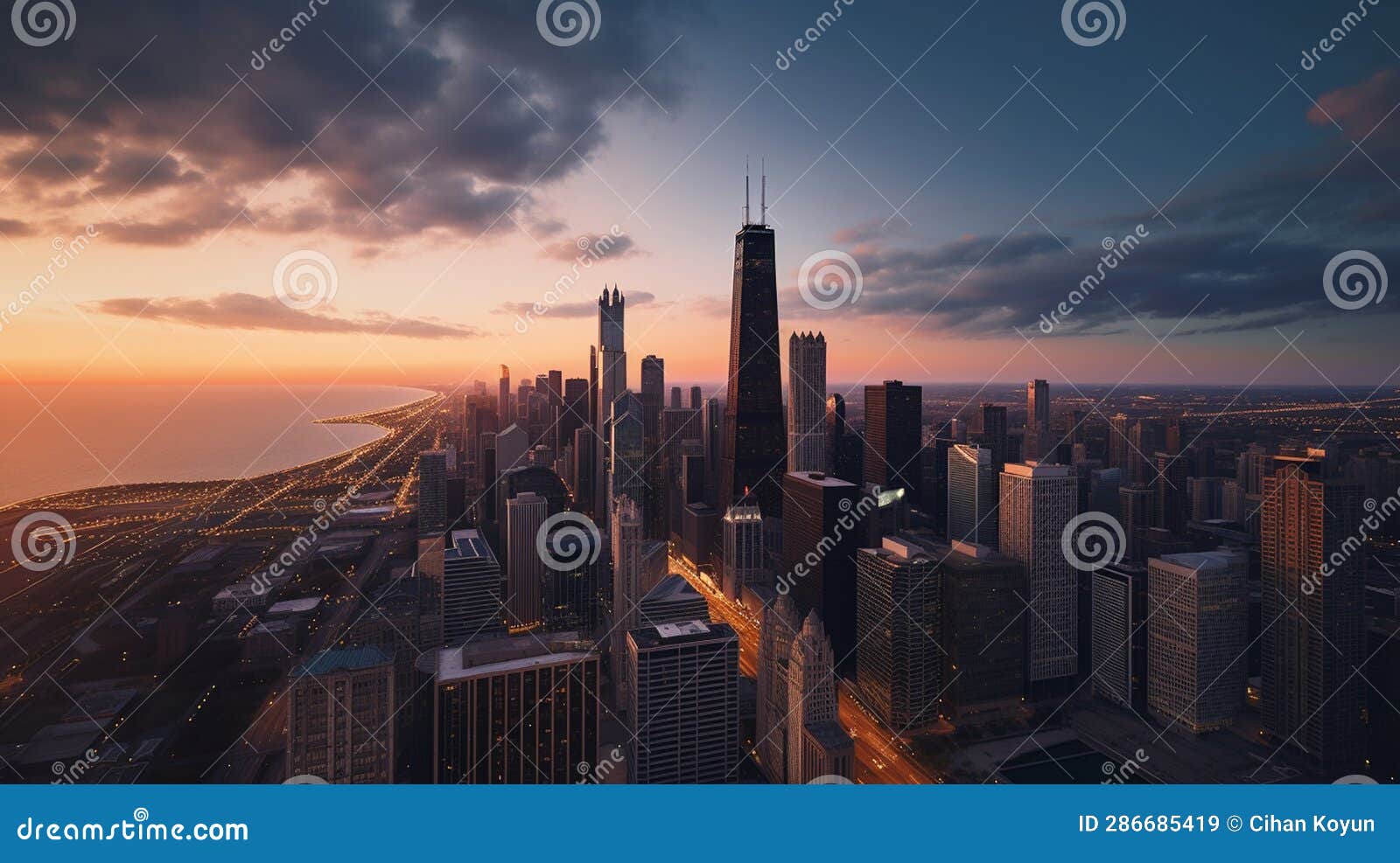 Architectural Marvel: Chicago Skyline Stock Illustration - Illustration ...