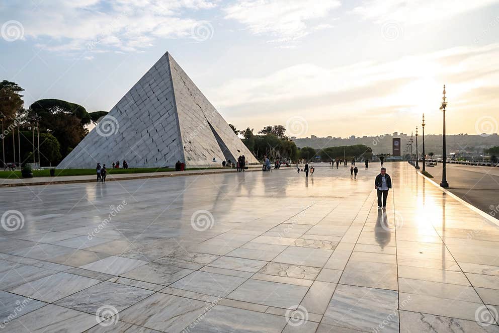 Marble Plaza with Triangular Pyramid Stock Photo - Image of pyramid ...