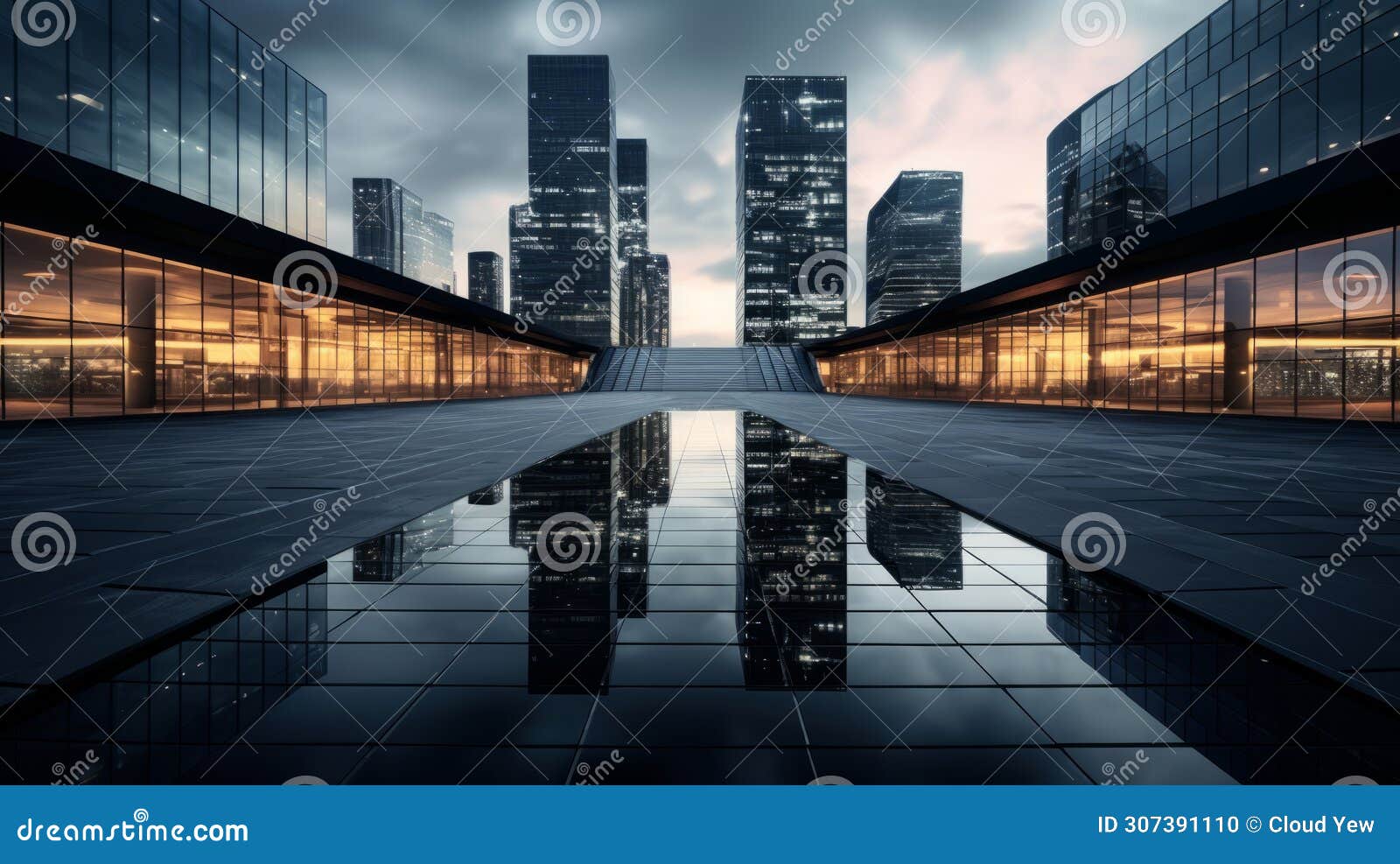 Architectural Marvel in a Modern Cityscape Stock Illustration ...